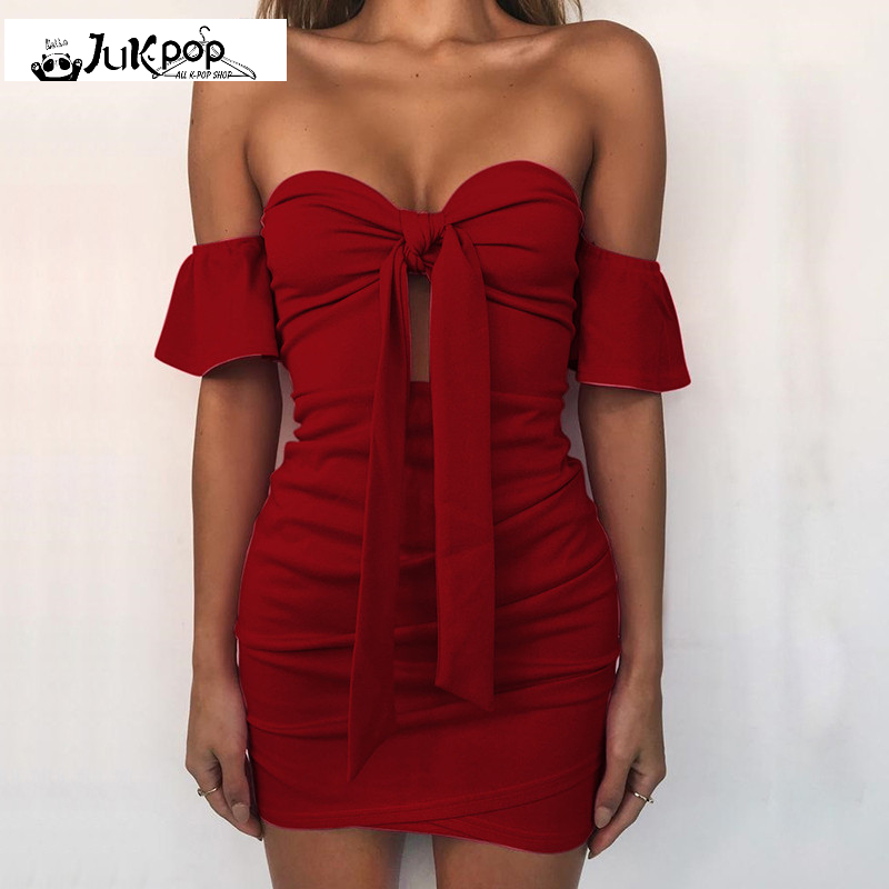 FREE SHIPPING Off Shoulder Mini Dress JKP878 - Allkpop Shop